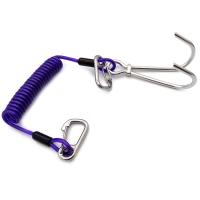 China Professional Scuba Diving Spiral High Quality Safety Spiral PU Coil Steel Wire Tool Cable Lanyard With Carabiners for sale