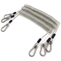 China Professional Adjustable Retractable Safety Plastic Coated Spring Steel Coiled Tool Lanyard for sale