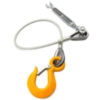 China Red Safety Steel Wire Rope Sling With Stainless Steel Eye Hook For Trailer for sale