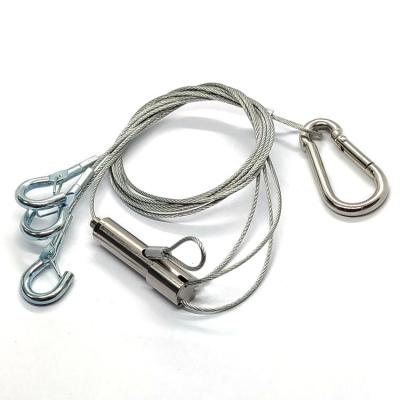 China Steel Wire Rope Adjustable Plant Pot Hanging Kit With Hook For Safety for sale
