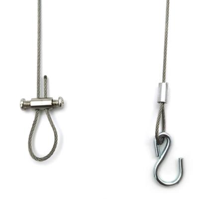China Custom Aircraft Cable Wire Rope Sling With Hooks And Cable Clamp Gripper For Hanging Fixture for sale