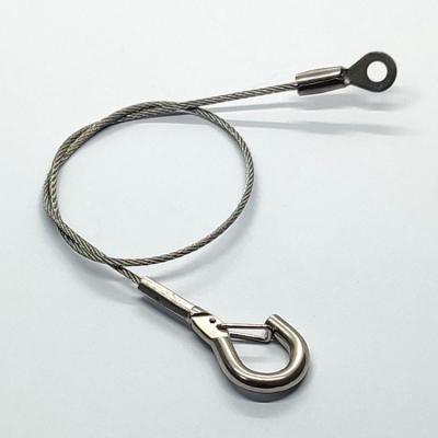 China Stainless Steel Wire Rope Eyelet Fittings With Hanging Hook Tools Safety For Outdoor Lights for sale