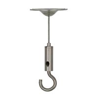 China Custom Expandable Telescopic Hooked Cable Hanging System Retractable Steel Wire Rope With Spring Hook For Industrial Lighting Use for sale