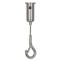 China Custom Expandable Telescopic Hooked Cable Hanging System Retractable Steel Wire Rope With Spring Hook For Industrial Lighting Use for sale