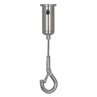 China Custom Expandable Telescopic Hooked Cable Hanging System Retractable Steel Wire Rope With Spring Hook For Industrial Lighting Use for sale