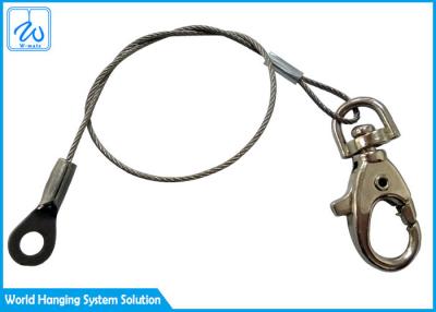 China Steel 1.5mm Eye Loop Wire Rope Siling Wire Rope Lanyard With Carabiner for sale