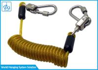 China Anti Lost Coiled Wire Cable Tool Lanyard With Aluminum Screw Lock Carabiner for sale