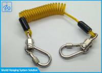 China Anti Lost Coiled Wire Cable Tool Lanyard With Aluminum Screw Lock Carabiner for sale