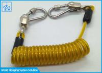China Anti Lost Coiled Wire Cable Tool Lanyard With Aluminum Screw Lock Carabiner for sale