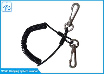 China Steel PU 30cm Coil Ring 7x19 Retractable Spring Lanyard for sale