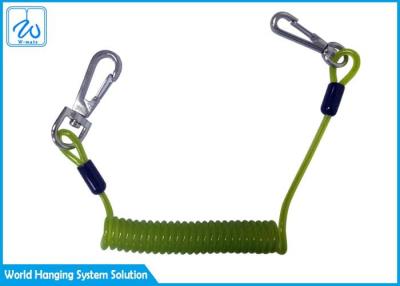China Custom Made Security Retractable Steel Cable Coil Lanyard With Plastic PU Elastic for sale