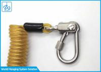 China Yellow Wire Coil Lanyard With Locking Screwgate Carabiner For Stop Drop Tools for sale