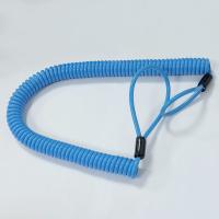 China Elastic Cord Spiral Coiled Wire Cable Tool Lanyard With Plastic Sleeves for sale