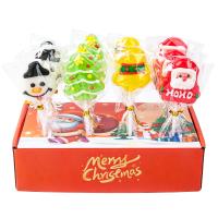 China Christmas Candy Fruit Flavor Assorted Cartoon Shape Hard Lollipop Candy Sweets for sale