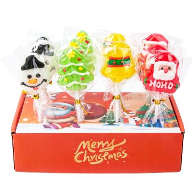 China Christmas Candy Fruit Flavor Assorted Cartoon Shape Hard Lollipop Candy Sweets for sale