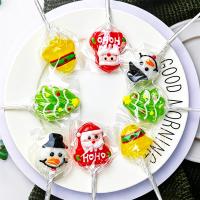 China Christmas Candy Fruit Flavor Assorted Cartoon Shape Hard Lollipop Candy Sweets for sale