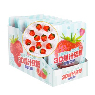 China Assorted Fruit Flavor 3D Juice Gummy Candy Halal Sweet Soft Chewy Candies for sale