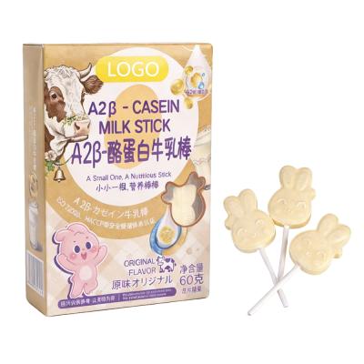 China Wholesale Type A2 Protein Casein Milk Stick Original Flavor Chewing Lollipop Candy for sale