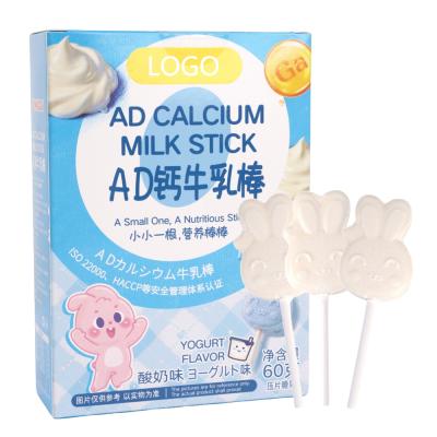 China High Quality AD Calcium Milk Stick Rich in Vitamin A and D Yogurt Flavor Milk Bar Lollipops for sale