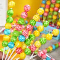 China Watermelon Shape Bubble Gum Fruit Flavor Stick Gummy Candy Colorful Chewing Gum Candy for sale