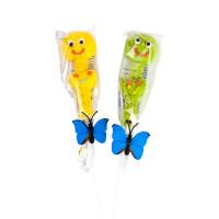 China Smiling Face Shape Gummy Candy Lollipop Casual Snacks Soft Candies and Sweets for sale