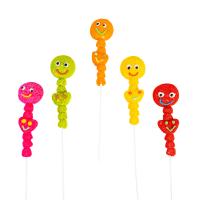 China Smiling Face Shape Gummy Candy Lollipop Casual Snacks Soft Candies and Sweets for sale