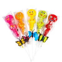 China Smiling Face Shape Gummy Candy Lollipop Casual Snacks Soft Candies and Sweets for sale