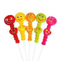 China Smiling Face Shape Gummy Candy Lollipop Casual Snacks Soft Candies and Sweets for sale