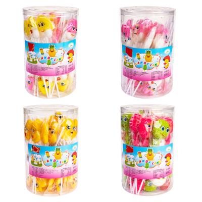 China Wholesale Cartoon Shape Fruit Flavor Gummy Candy Colorful Soft Lollipop Candies for sale