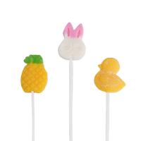 China Wholesale Cartoon Shape Fruit Flavor Gummy Candy Colorful Soft Lollipop Candies for sale