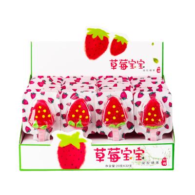 China Fruit Flavor Strawberry Shape Soft Lollipop Candy Sweet Gummy Candies Wholesale for sale