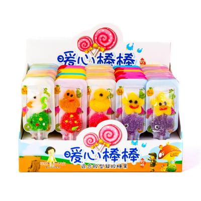 China Personality Cartoon Shape Soft Lollipop Candy Colorful Fruit Flavor Gummy Candy for sale