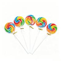 China Hard Candy Assorted Fruit Flavor Halal Sweets Colorful Rainbow Swirl Lollipops Candy for sale
