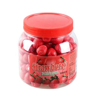 China Strawberry Shape Hollow Sweet Fruit Flavor Bubble Gum Ball Candy Wholesale for sale