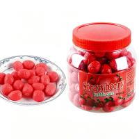 China Strawberry Shape Hollow Sweet Fruit Flavor Bubble Gum Ball Candy Wholesale for sale