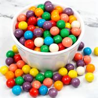 China Hot Selling Fruit Flavor Ball Shape Bubble Gum Mini Hollow Sweet Chewing Gum Candy for sale