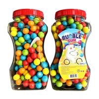 China Hot Selling Fruit Flavor Ball Shape Bubble Gum Mini Hollow Sweet Chewing Gum Candy for sale
