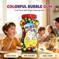 China Hot Selling Fruit Flavor Ball Shape Bubble Gum Mini Hollow Sweet Chewing Gum Candy for sale