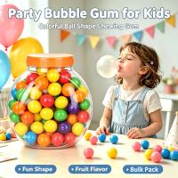 China Halal 8g Colorful Big Ball Shape Bubble Gum Fruit Flavor Hollow Chewing Gum Candy for sale