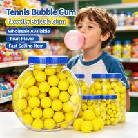 China Wholesale HALAL Sweet Fruit Flavor Tennis Bubble Gum 5g Hollow Chewing Gum Ball Candy for sale