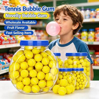 China Wholesale HALAL Sweet Fruit Flavor Tennis Bubble Gum 5g Hollow Chewing Gum Ball Candy for sale