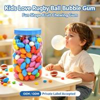 China Fruit Flavor Rugby Shape Bubble Gum Colorful Hollow Chewing Gum Candy Wholesale for sale