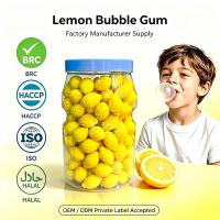 China Wholesale HALAL Fruit Flavor Lemon Shape Bubble Gum 5g Hollow Chewing Gum Ball Candy for sale