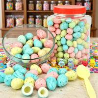China Dinosaur Eggs Shaped Fruit Flavor Bubble Gum Colorful Hollow Sweet Chewing Gum Candy for sale