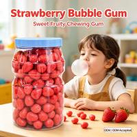 China Sweet Strawberry Shaped Bubble Gum Fruit Flavor Hollow Chewing Gum Candy Wholesale for sale