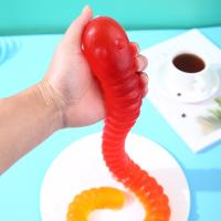 China Wholesale 900g Huge Worm Shape Giant Gummy Candy Fruit Flavor Soft Chewy Candy Sweets for sale