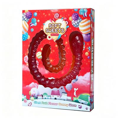 China Wholesale 900g Huge Worm Shape Giant Gummy Candy Fruit Flavor Soft Chewy Candy Sweets for sale