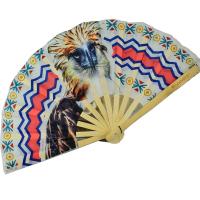 China Custom Printed 33cm Bamboo Large Hand Folding Fan in Wholesale for Summer Club for sale