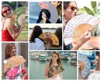 China DIY Art Creating Paint Silk Paper Fabric Hand Fan Blank Bamboo Fan Folding Fans for sale