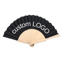 China Stable Quality Custom Design 9 Inch 23cm Abanicos De Mano Fabric Hand Held Fan Wooden Folding Hand Fan for sale